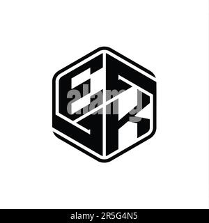 EK Letter Logo monogram hexagon shape with connect outline style design ...