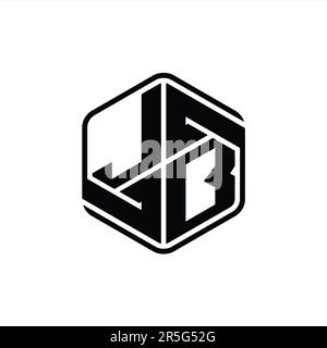 JB Letter Logo monogram hexagon shape with connect outline style design template Stock Photo - Alamy