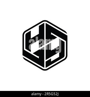 HY Letter Logo monogram hexagon shape with ornament abstract isolated outline design template ...