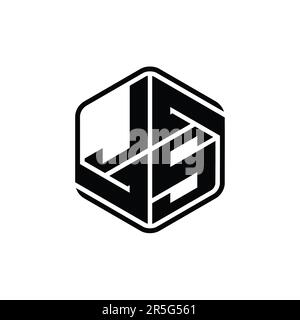 JS Logo monogram gaming with hexagon geometric shape design template ...
