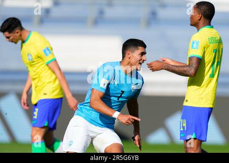Israel's Anan Khalaili celebrates after scoring his side's first goal ...