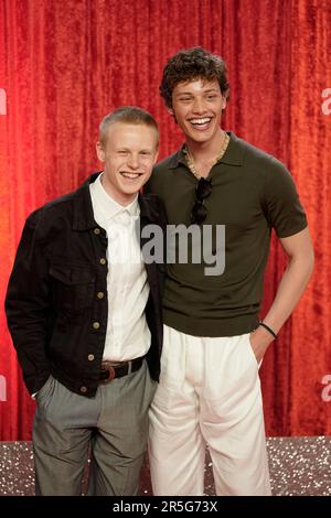 Clay Milner Russell (left) and Bobby Brazier attend the British Soap ...
