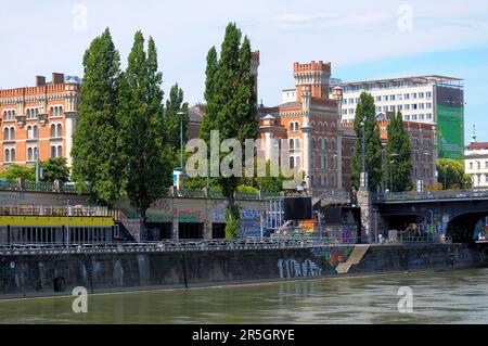 Austria, Vienna, Danube tributary, Augarten Bridge, river cruise, ship ...