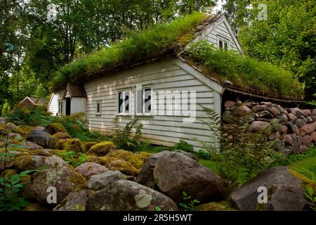 Farmhouse, Bygdoy, Oslo, green roof, wooden house, log house, Norway ...