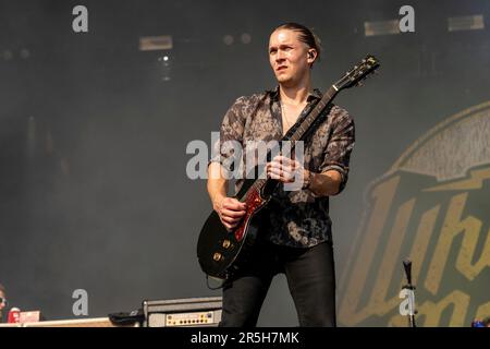 John Jeffers of Whiskey Myers performs at Railbird Music Festival on ...
