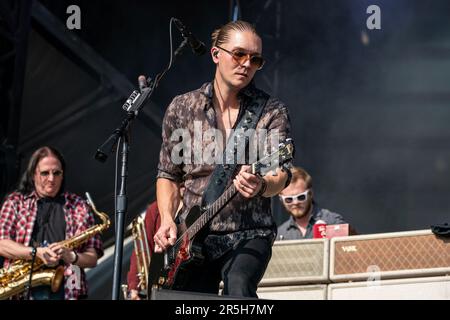 John Jeffers of Whiskey Myers performs at Railbird Music Festival on ...