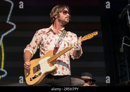 Cody Cannon of Whiskey Myers performs at Railbird Music Festival on ...