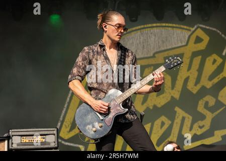 John Jeffers of Whiskey Myers performs at Railbird Music Festival on ...