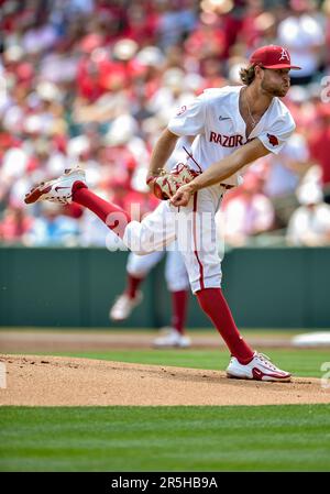 Fayetteville, Arkansas, USA. 2nd June, 2023. The Razorback dugout and ...