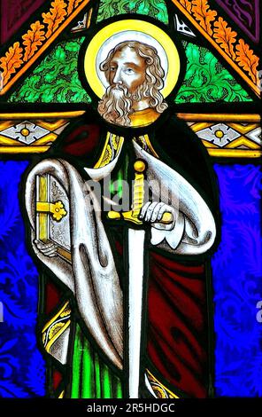 St. Paul, holding sword, stained glass window, by Joseph Grant of ...