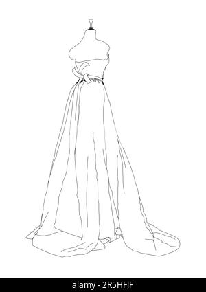Contour of a wedding dress on a mannequin from black lines isolated on ...