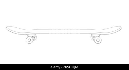 Skateboard outline from black lines isolated on white background ...