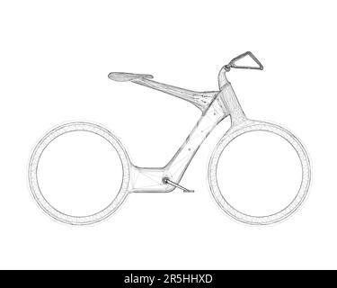Outline of a modern bicycle from black lines isolated on a white ...