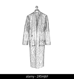 Bathrobe wireframe from black lines isolated on white background. 3D. Isometric view. Vector ...