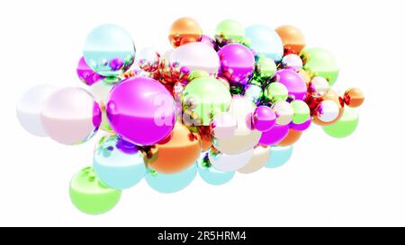 Color metal soft balls on white background 3d style 3d render Stock ...