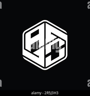 AO Letter Logo monogram hexagon shape with ornament abstract isolated ...