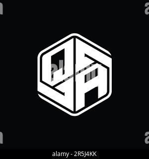 QA Logo monogram gaming with hexagon geometric shape design template Stock Photo - Alamy