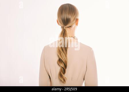 Beautiful hairstyle tail for wedding or formal party, back view ...