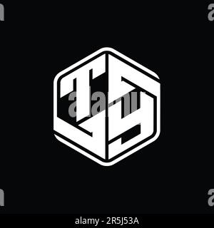 TY Letter Logo monogram hexagon shape with ornament abstract isolated ...