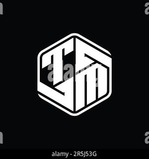 TM Letter Logo monogram hexagon shape with ornament abstract isolated ...