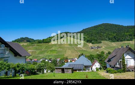 View of Kappelrodeck in the acher valley. Black Forest, Baden ...