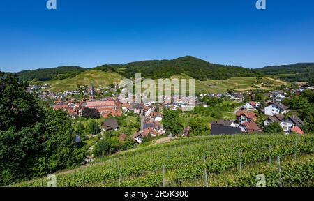 View of Kappelrodeck in the acher valley. Black Forest, Baden ...
