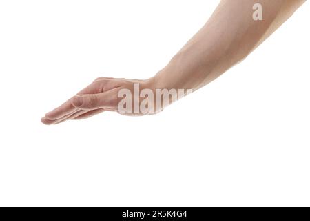 Man hand to protecting something isolated on white background, photo ...