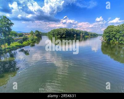 Confluence of Bodrog and Tisza rivers in Tokaj town, Tokaj region ...