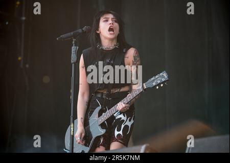 Nuremberg, Germany. 04th June, 2023. Guitarist and singer Hannah Mee of ...