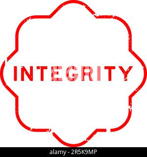 Grunge red data integrity word with star icon round rubber seal stamp on white background Stock ...