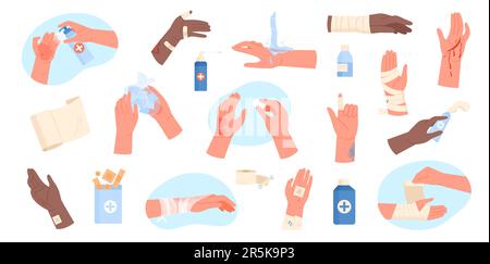Set of arms and hand bandage illustration Stock Vector Image & Art - Alamy