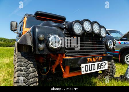 Modified Landrover Defender. Classic car meet at Hanley Farm, Chepstow ...