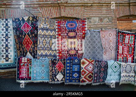 Traditional Georgian carpet. Carpets with typical geometrical patterns ...