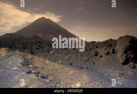 the Landscape with the Volcano and Mt Fogo on the Island of Fogo on the ...