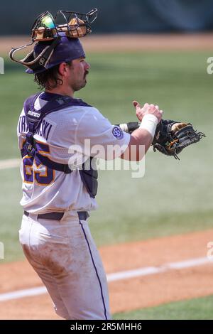 LSU catcher Hayden Travinski (25) during an NCAA college baseball ...