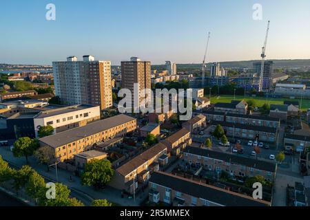 CARDIFF, WALES - MAY 31: An aerial view of the new railway line which ...