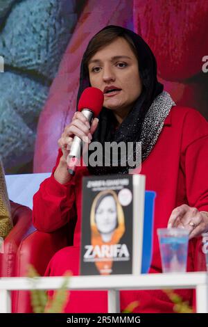Afghan activist and politician Zarifa Ghafari speaks at the 2023 ...