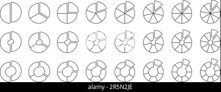 Circle segments collection. Pie diagrams set in blue purple colors ...