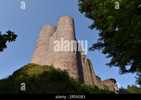 The medieval Spornburg Frauenburg in the Birkenfeld district in the ...