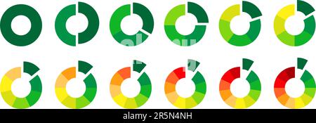 Multicolored circle sections collection. Pie charts diagrams in ...