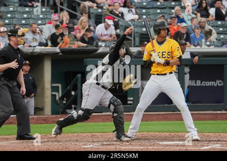 Salt Lake UT, USA. 3rd June, 2023. Albuquerque pitcher Riley Pint (27 ...