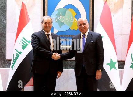 Iraqi Foreign Minister Fuad Hussein speaks during a joint news briefing ...