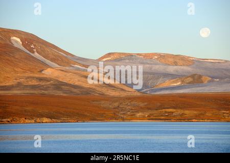 Full moon over North Arm Fjord, Baffin Island, Nunavut, Canada, Baffin ...