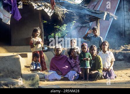 A group of Betta kurumba tribal people posing for the camera at ...