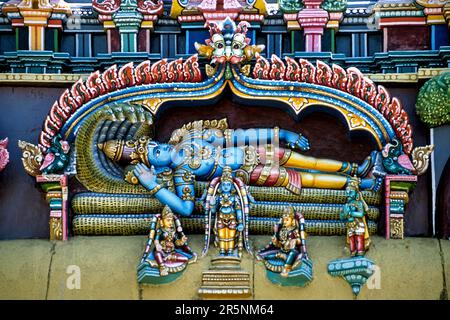 Hindu God Vishnu in stucco work of Krishna Temples pinnacle at Hampi ...