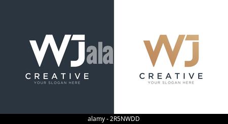 Creative white letter Wj w j logo with leading lines and road concept ...