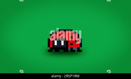 Cute tiny red 8 bit lady birds or bugs pattern background - high ...