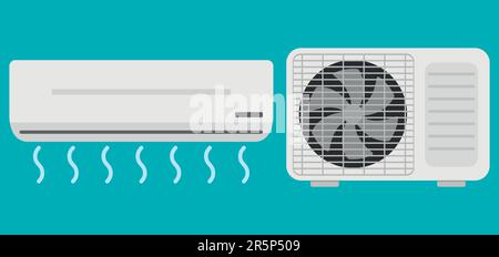 Air condition split system set. Air conditioner icons. Vector ...