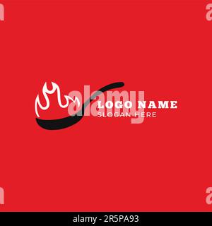 Restaurant Logo Spoon and Fork Fire Logo Design Template Kitchen Logo ...