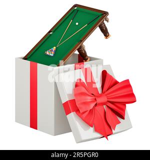 Billiard table inside cardboard box, delivery concept, 3D rendering ...